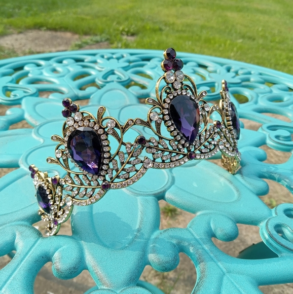 Accessories | Purple Baroque Crown With Rhinestones | Poshmark